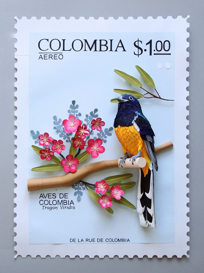 Paper Bird Stamps by Diana Beltrán Herrera - ArtisticMoods.com